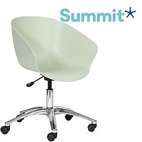 Summit Scoot Upholstered Polypropylene Wooden Leg Visitor Chair