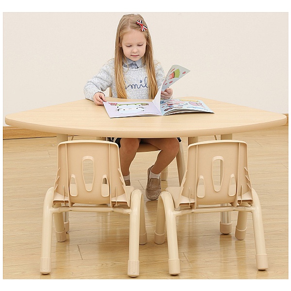 Elegant Fan Shaped Height Adjustable Classroom Table