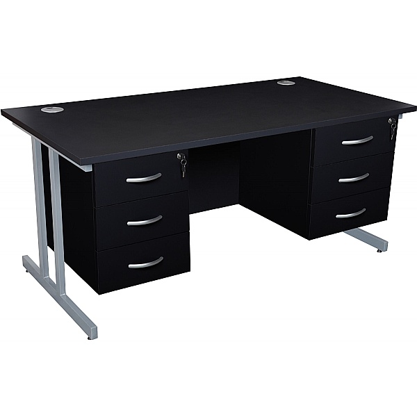Karbon K3 Rectangular Deluxe Cantilever Desk With Double Fixed Pedestals