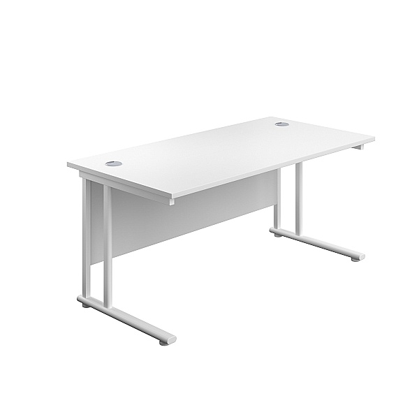 Commerce II Deluxe White Rectangular Office Desks | OFO
