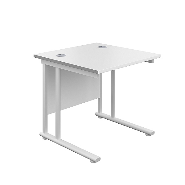 Commerce II Deluxe White Rectangular Office Desks | OFO