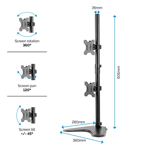 Fellowes Seasa Freestanding Dual Stacking Monitor Arm | OFO