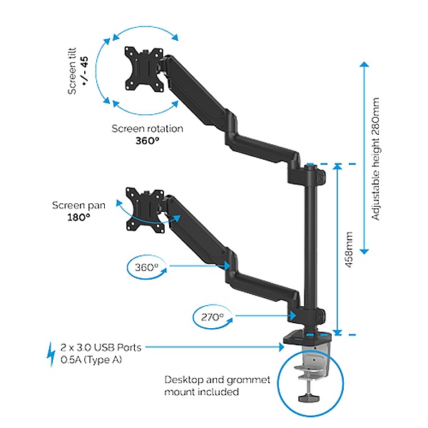 Fellowes Platinum Series Dual Stacking Monitor Arm