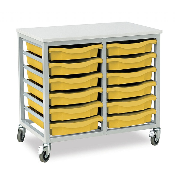 Mobile Double Column 12 Tray Trolley | Classroom Storage
