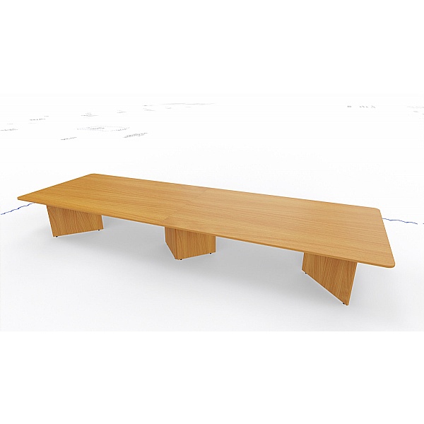 5000mm x 1600mm Deep Shaped Rectangular Boardroom Table Arrow Head Base - Beech