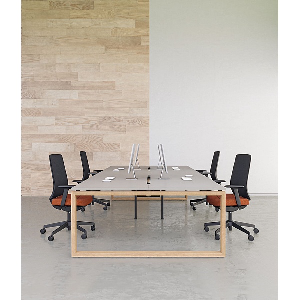 Transform Oak Hoop Leg Back To Back Bench Desks