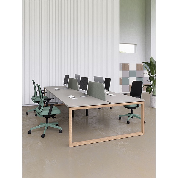 Transform Oak Hoop Leg Back To Back Bench Desks