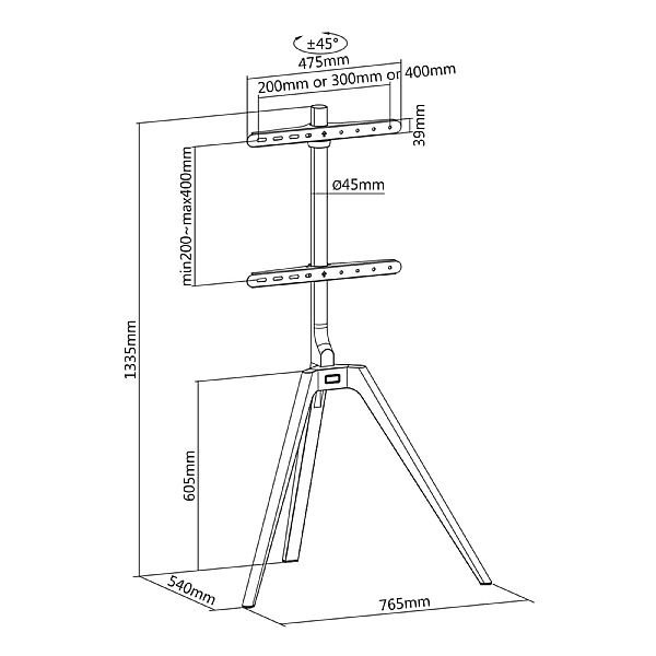 TTAP Tripod Wood Floor TV Stand | Office Furniture Online