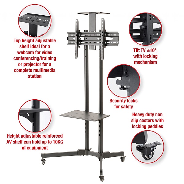 Trolley Cart TV and Monitor Mount Stand | TV Trolley Stand