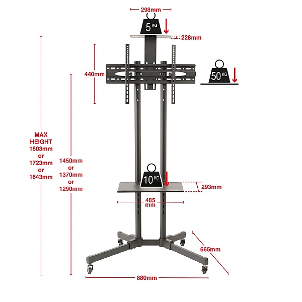 Trolley Cart TV and Monitor Mount Stand | TV Trolley Stand