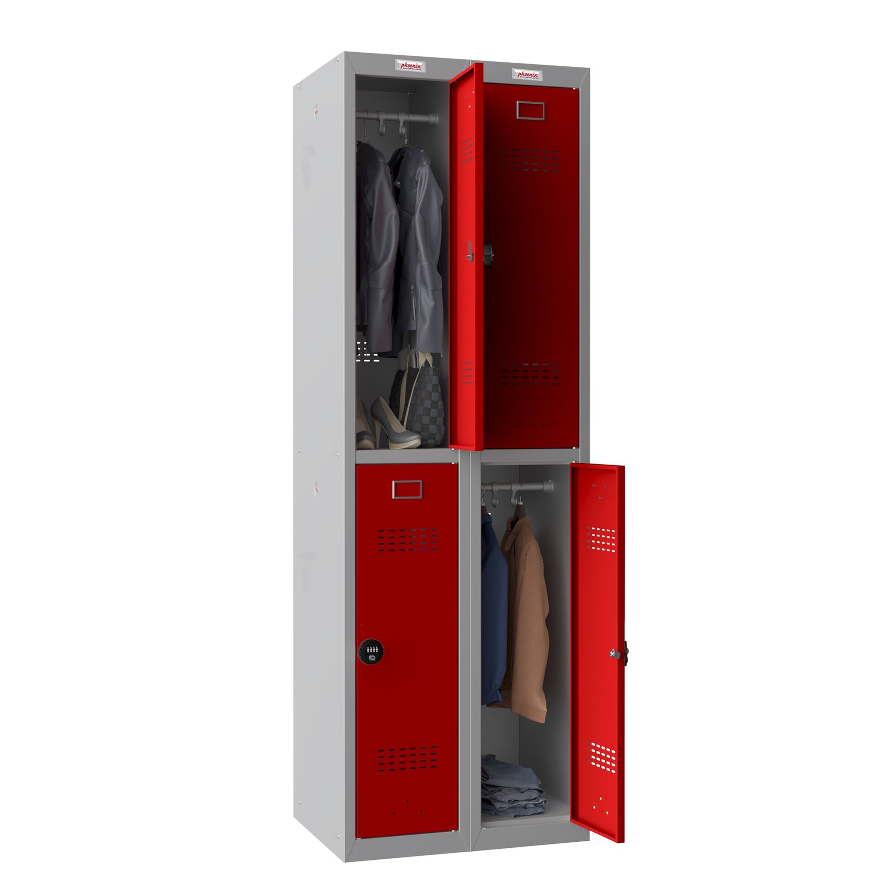 Phoenix PL Series Personal Lockers - 4 Door 2 Column With Combination Lock