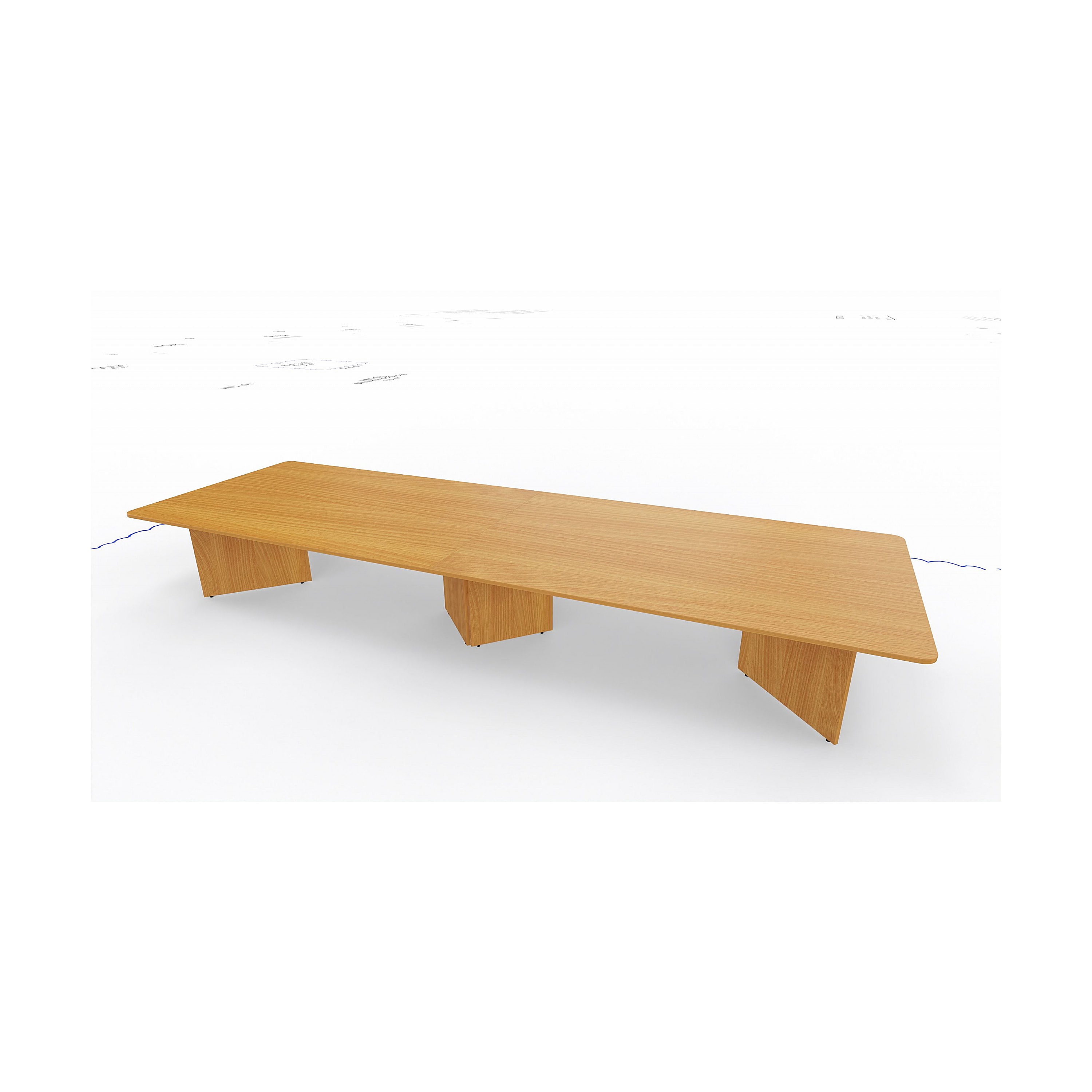 5000mm x 1600mm Deep Shaped Rectangular Boardroom Table Arrow Head Base - Beech
