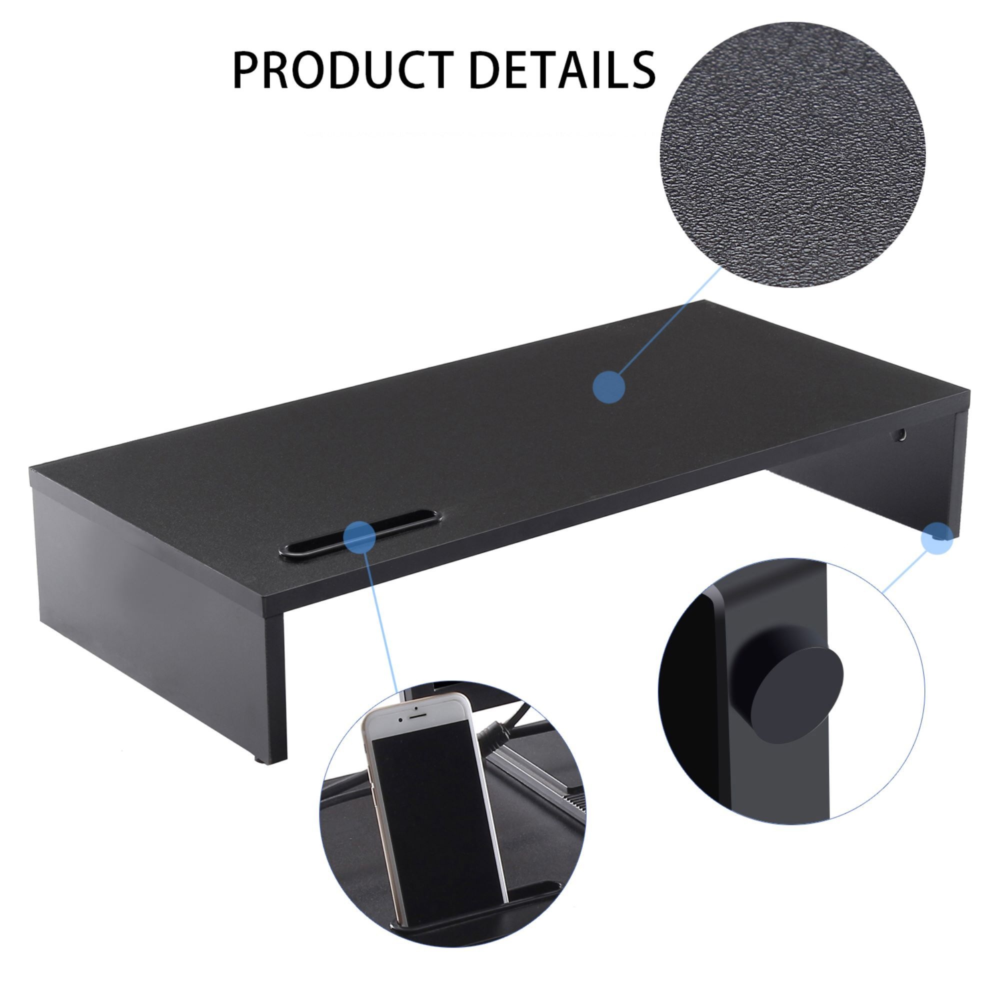 TTAP Wooden Screen Riser with Mobile Phone Holder