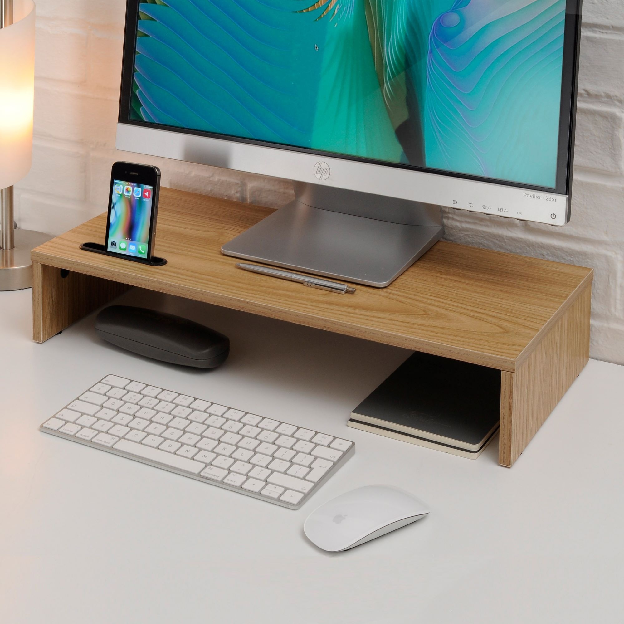 TTAP Wooden Screen Riser with Mobile Phone Holder