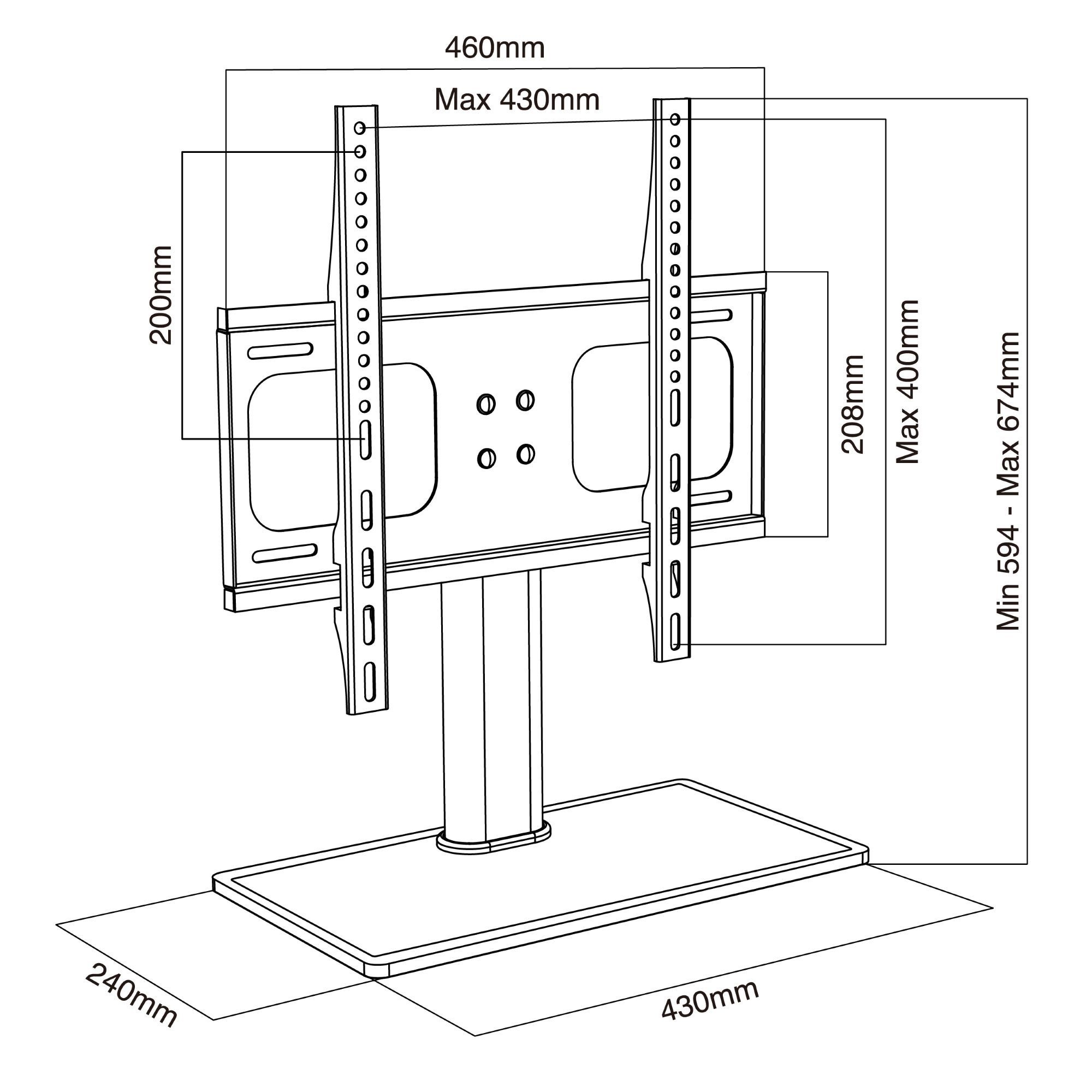 TTAP Height AdjustableTabletop Pedestal TV and Monitor Stand